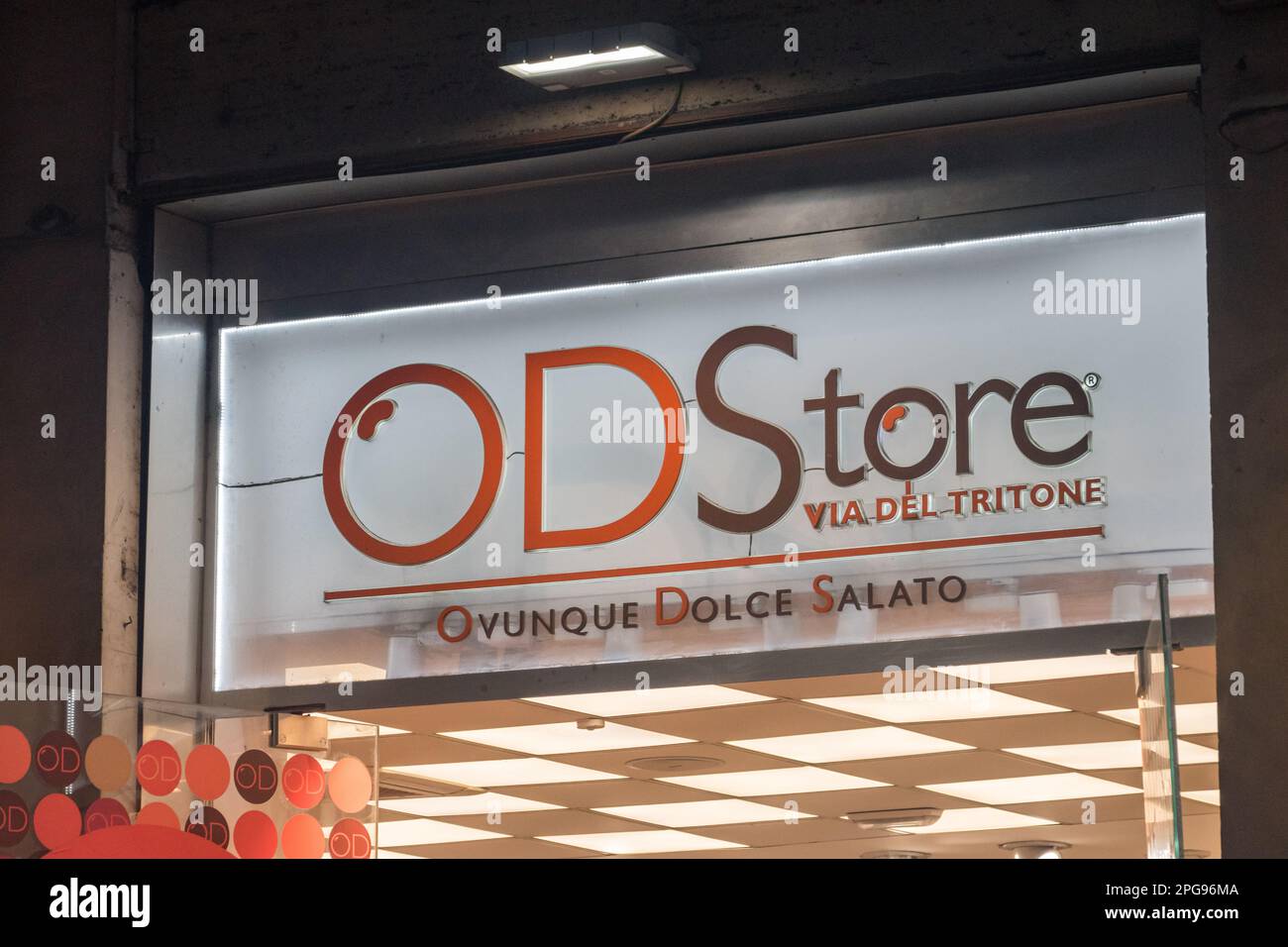 Rome, Italy - December 8, 2022: Logo and sign of ODStore Stock Photo - Alamy