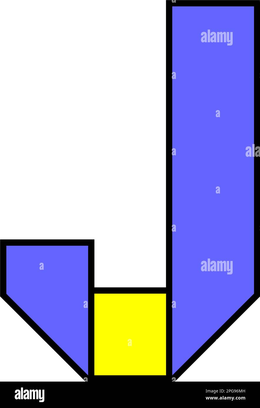 Font alphabet folded from colored paper, letter j, made in multi ...