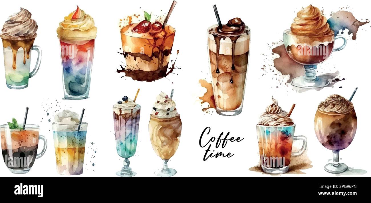 Hand drawn coffee watercolor illustration Stock Vector Image & Art - Alamy