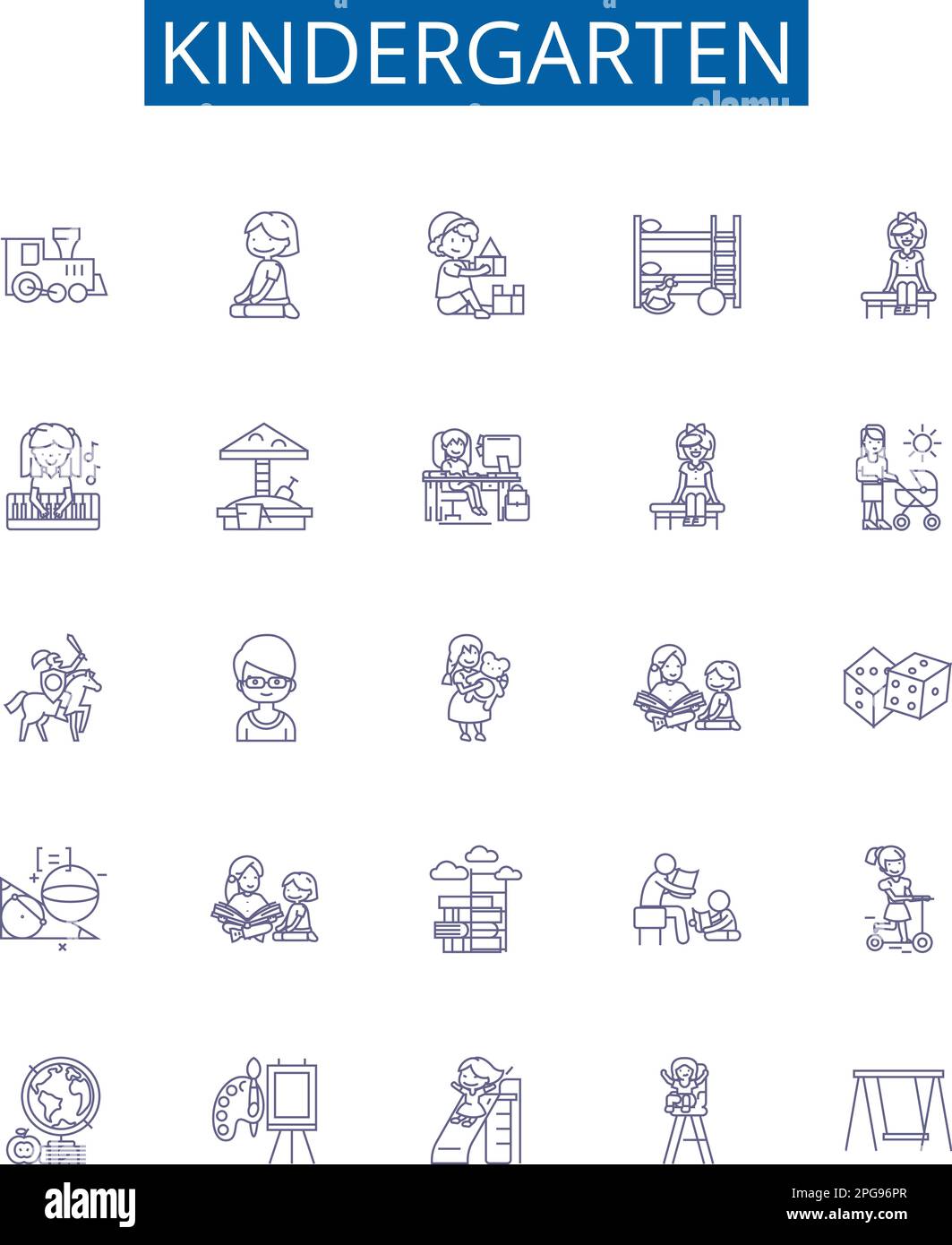 Kindergarten line icons signs set. Design collection of Preschool ...