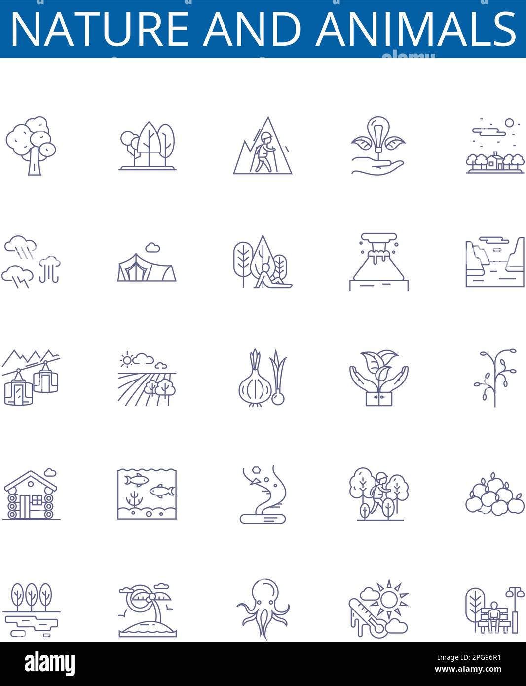 Nature and animals line icons signs set. Design collection of Nature ...