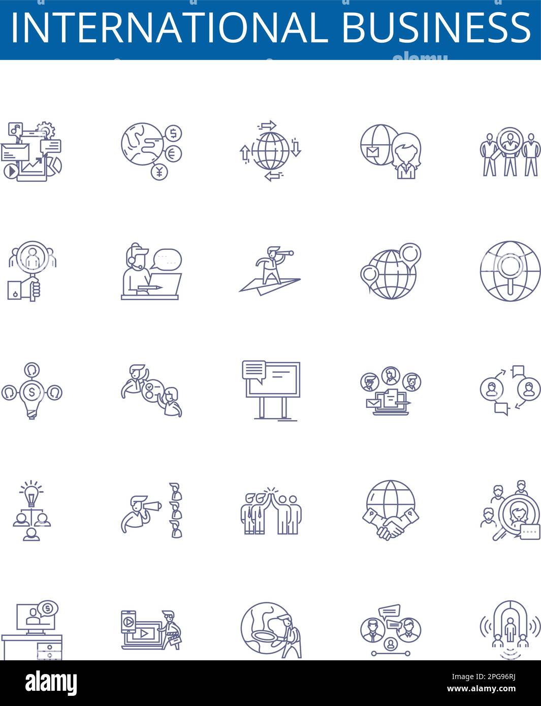 International business line icons signs set. Design collection of ...