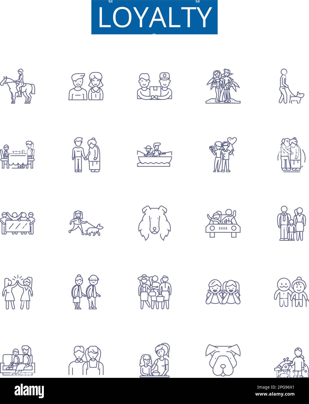 Loyalty line icons signs set. Design collection of Faithful, True ...