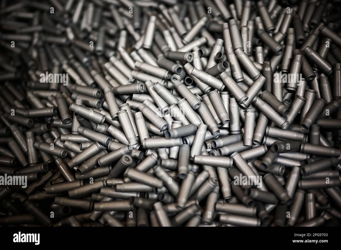 Bullet casings heap as background black and white effect Stock Photo ...