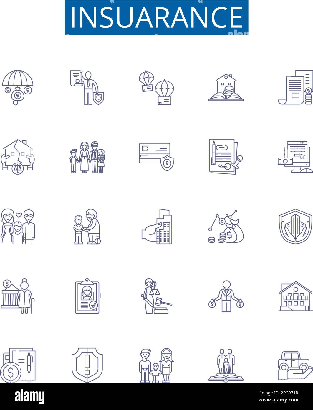 Insuarance line icons signs set. Design collection of Insurance ...