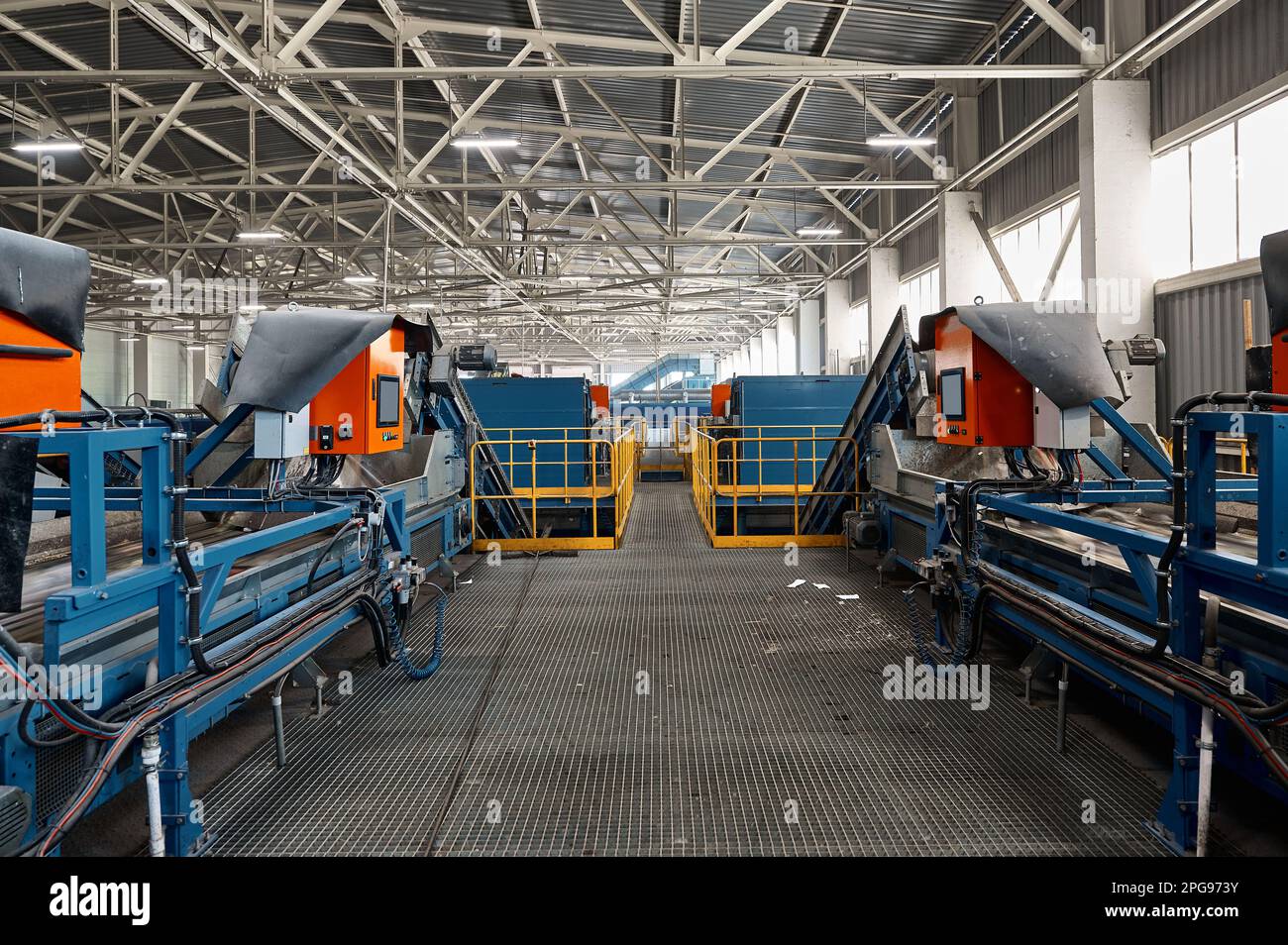 Production line with conveyors at waste recycling plant Stock Photo - Alamy