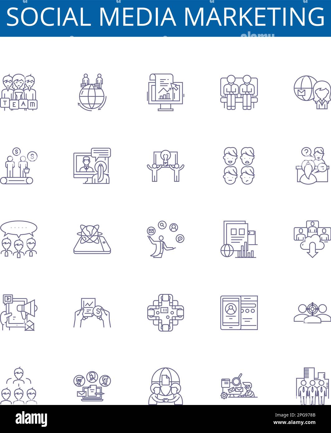 Social Media Marketing Line Icons Signs Set Design Collection Of