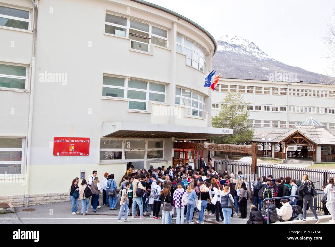 Briancon, France. 21st Mar, 2023. The students are in front of the ...