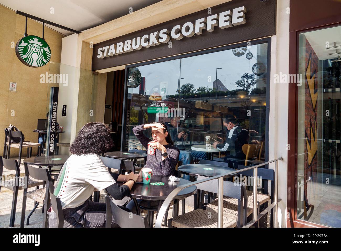 Mexico City,Polanco Antara,upscale open-air shopping center mall,Starbucks Coffee,man men male ...