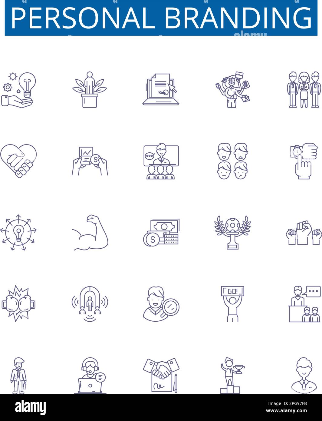 Personal branding line icons signs set. Design collection of Personal ...