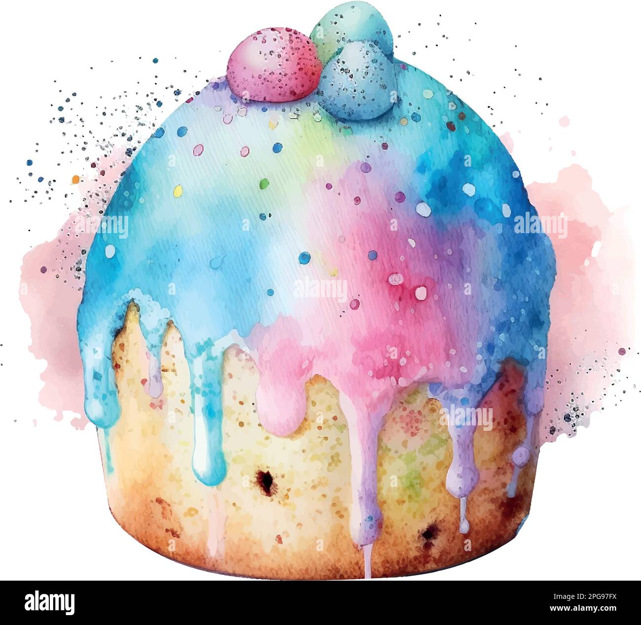 Easter cake hand-drawn watercolor. Vectorized watercolor drawing Stock ...