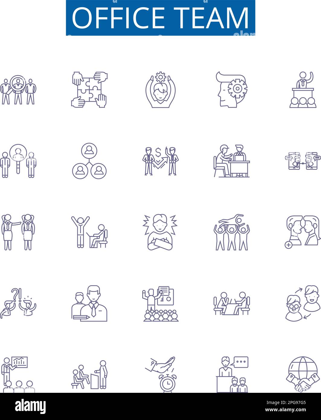 Office team line icons signs set. Design collection of Office, Team ...