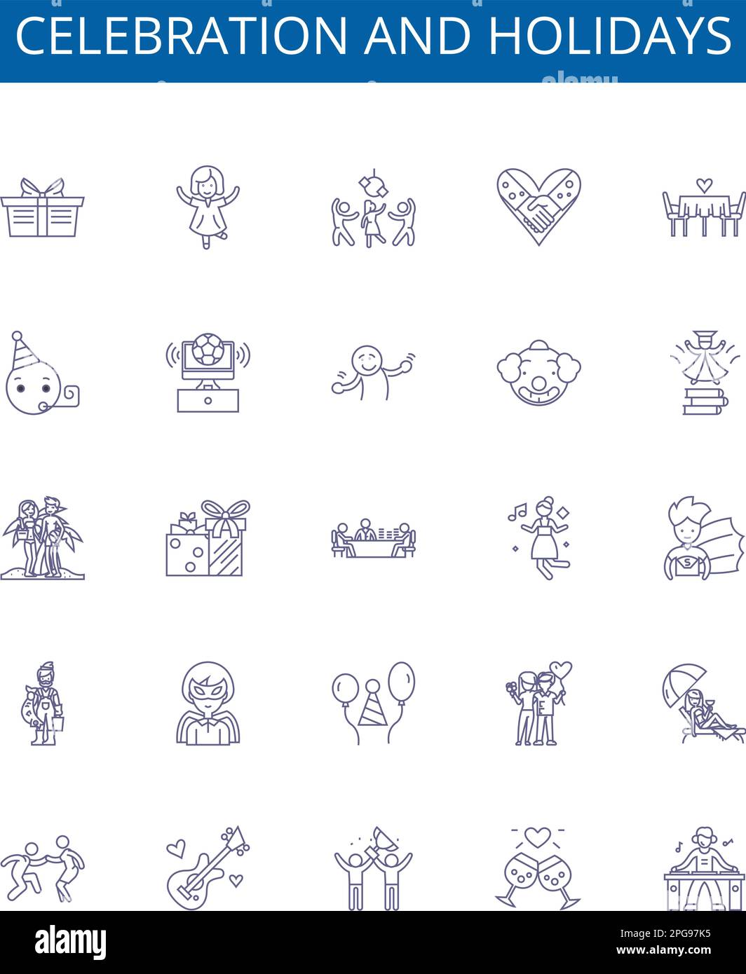 Celebration and holidays line icons signs set. Design collection of ...