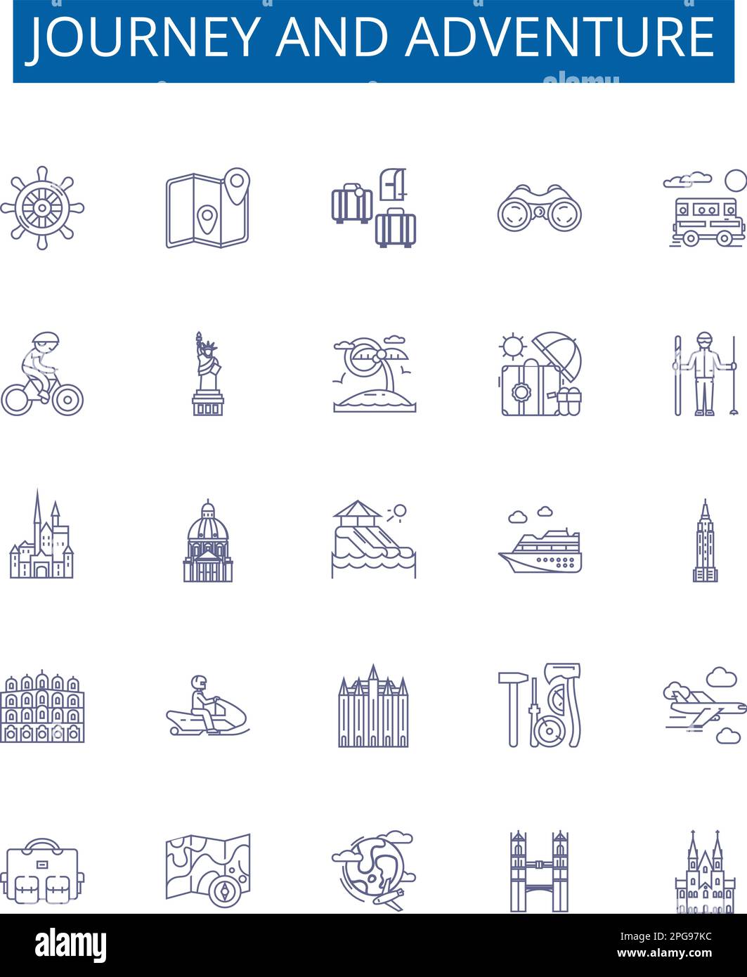 Journey and adventure line icons signs set. Design collection of Voyage ...