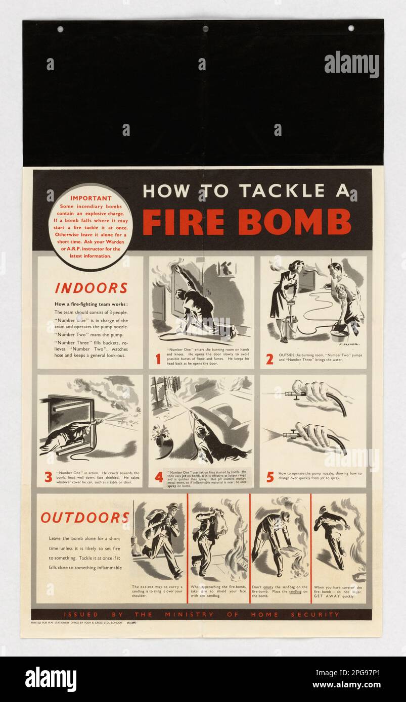 How to Tackle a Fire Bomb. Country: England Artist: F. Cramer Printed ...