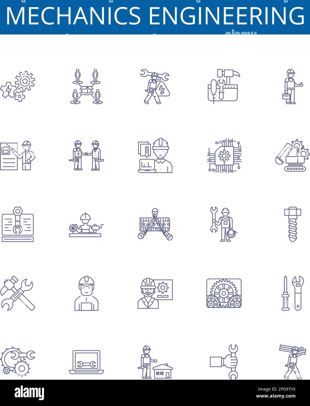 Mechanics engineering line icons signs set. Design collection of ... Mechanics engineering line icons signs set. Design collection of ...