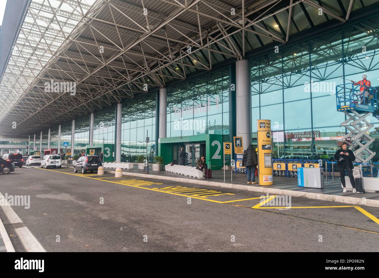 Fiumicino, Italy - December 9, 2022: Terminal of Leonardo da Vinci ...