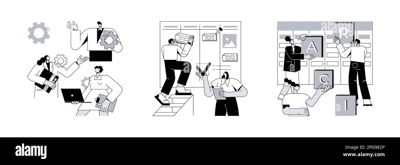 Developers team management abstract concept vector illustration set ...