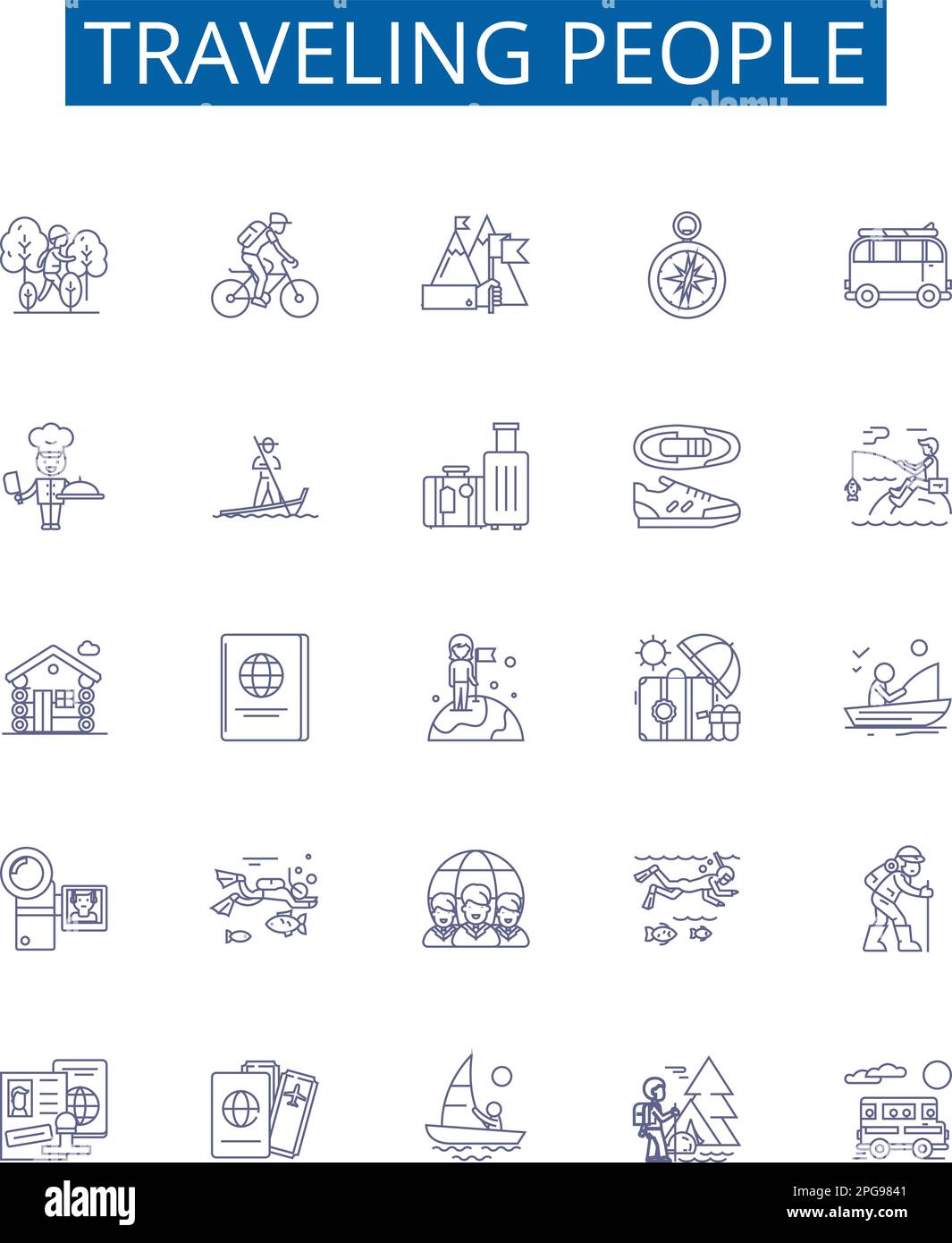 Traveling people line icons signs set. Design collection of Travellers ... Traveling people line icons signs set. Design collection of Travellers ...