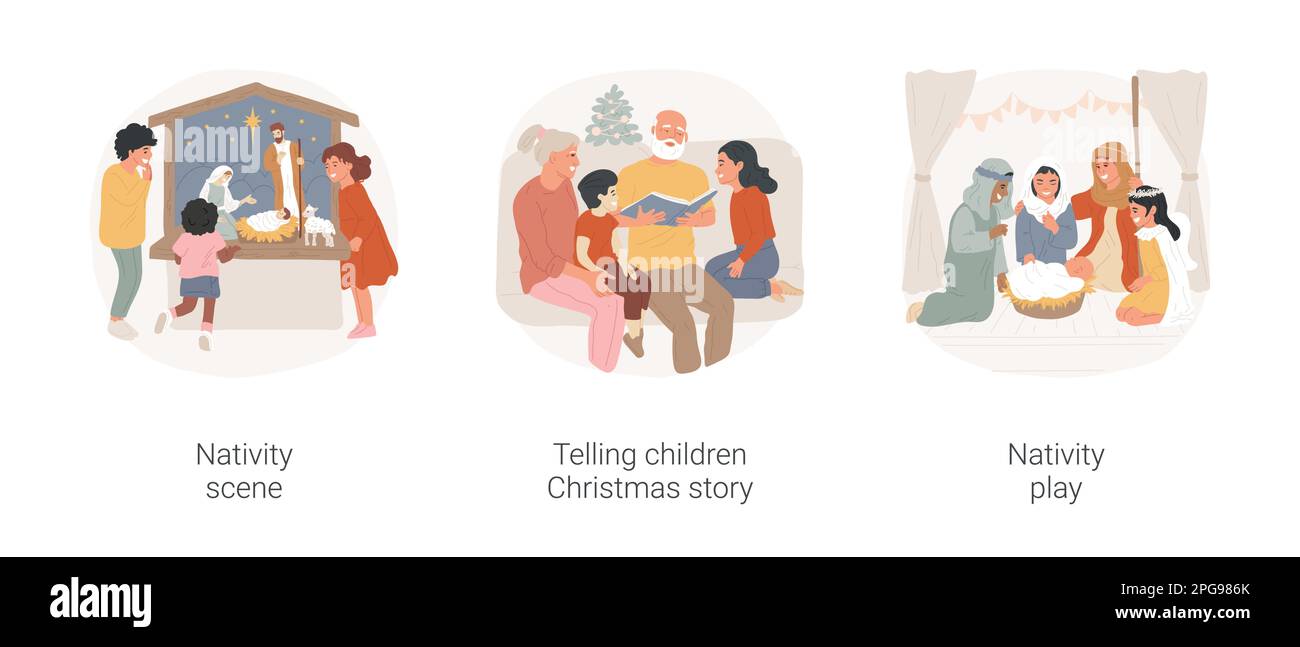 Christmas stories isolated cartoon vector illustration set. Group of ...