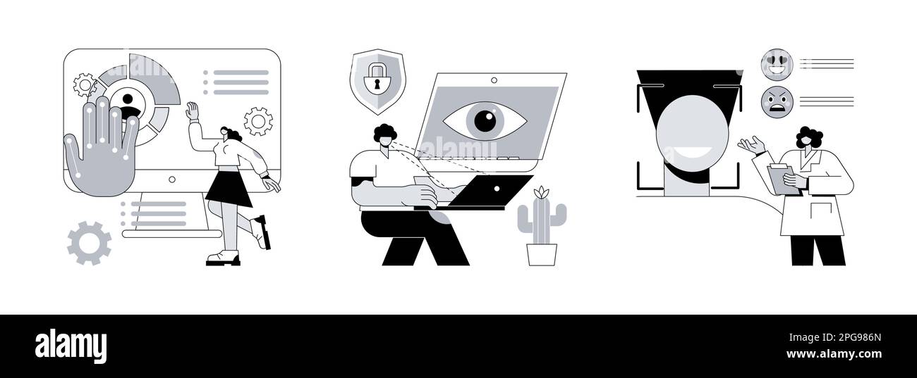 Sensor technology abstract concept vector illustration set. Gesture recognition, eye tracking ...