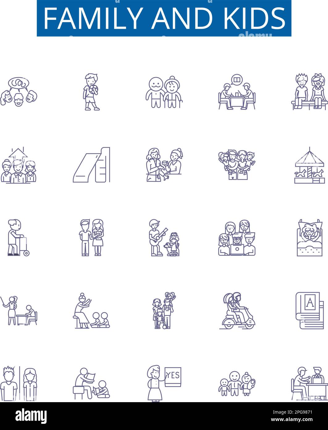 Family and kids line icons signs set. Design collection of Family, Kids, Parenting, Sibling ...