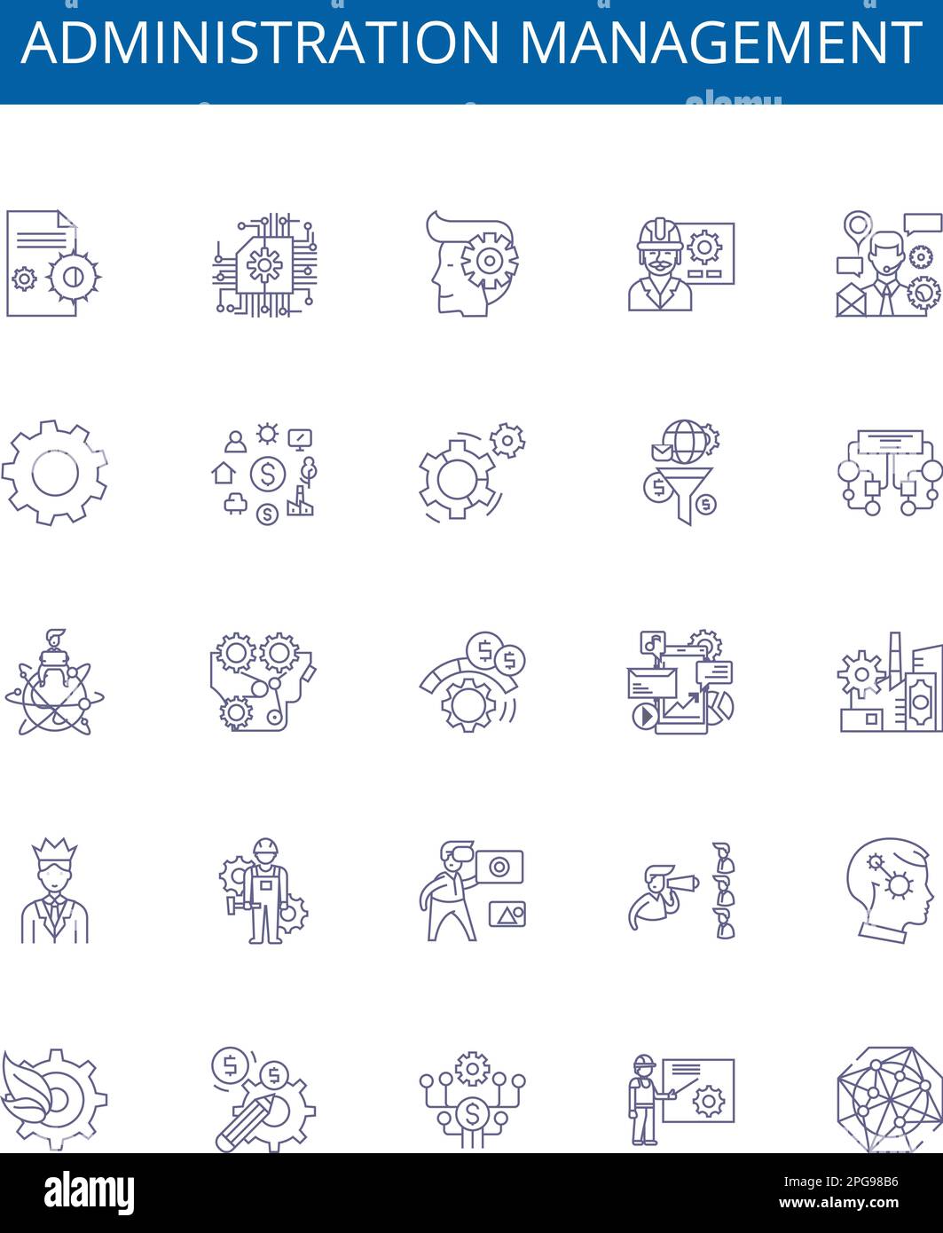 Administration Management Line Icons Signs Set Design Collection Of