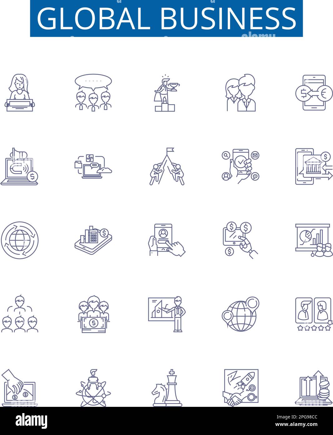 Global business line icons signs set. Design collection of Global ...