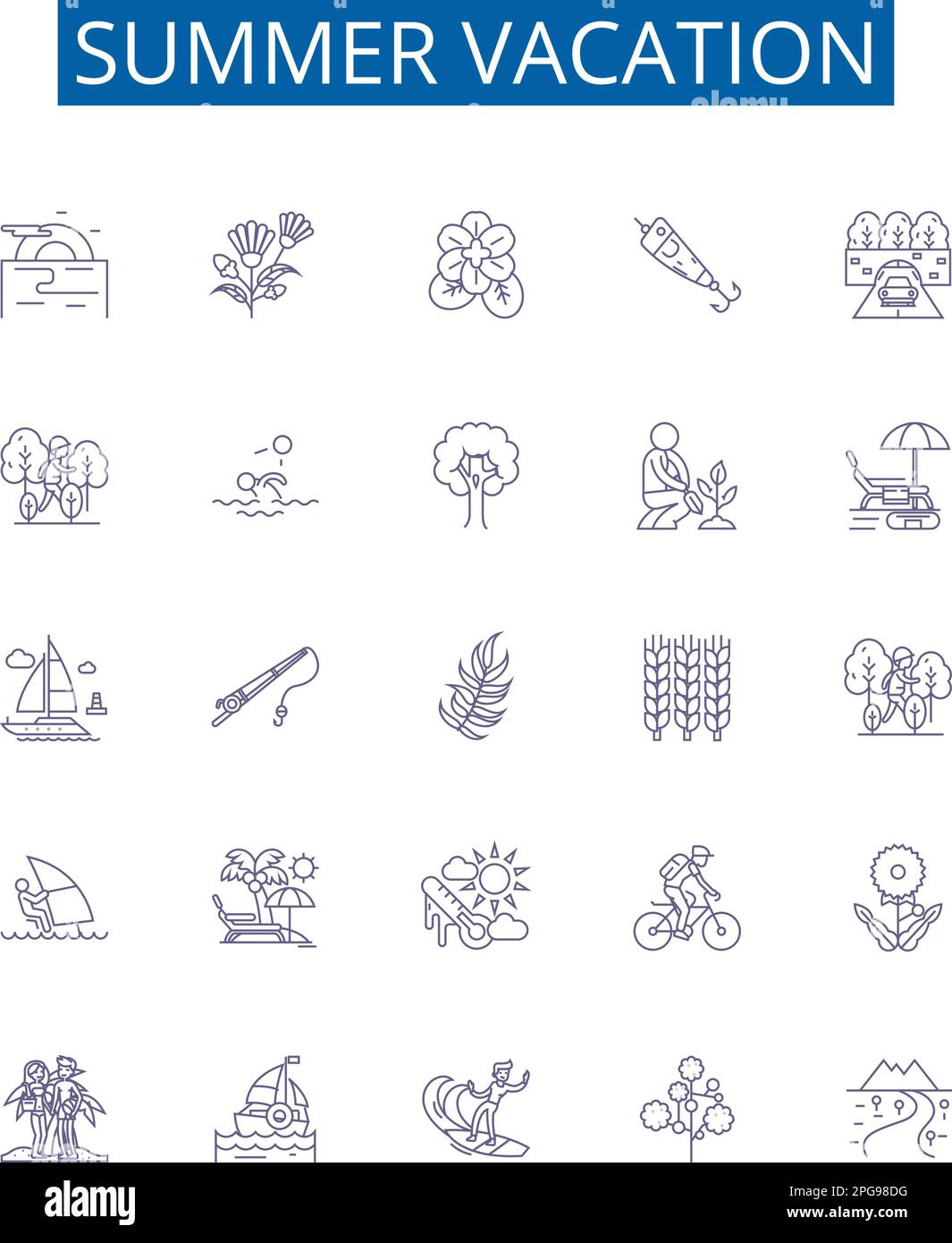 Summer vacation line icons signs set. Design collection of Holiday ...