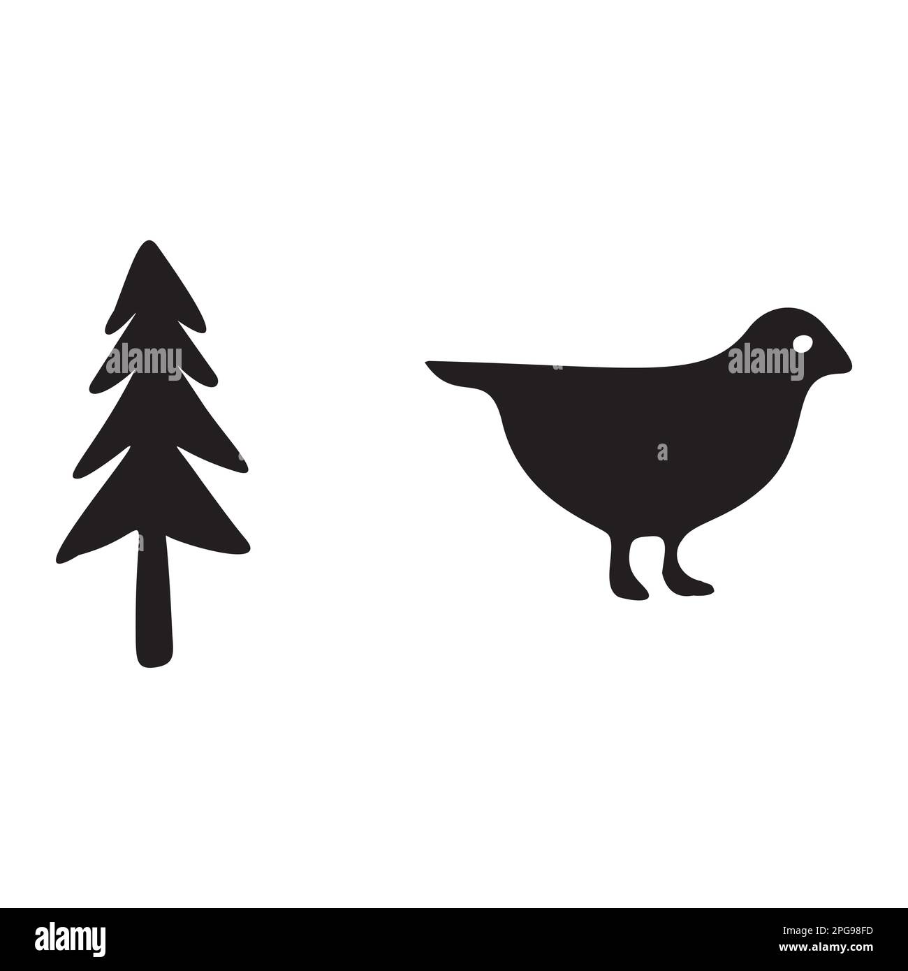 Set of bird and botanical vector motif. Collection of garden wildlife ...