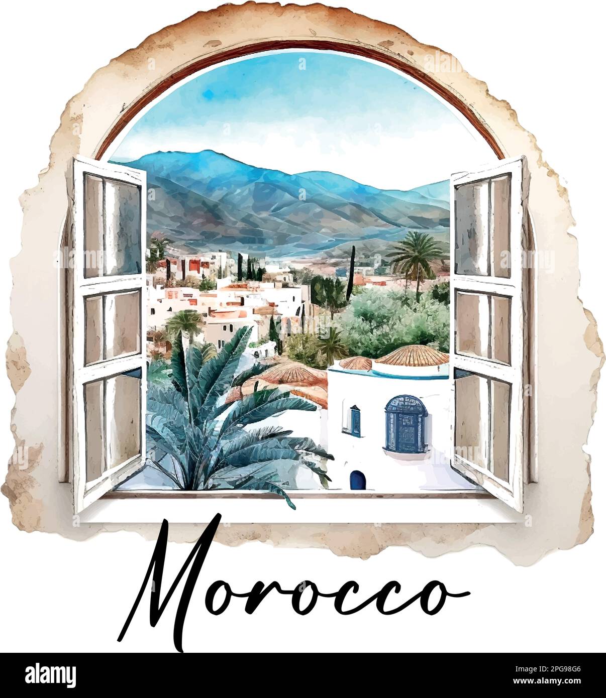 View from the window of the picturesque landscape in Morocco Africa ...