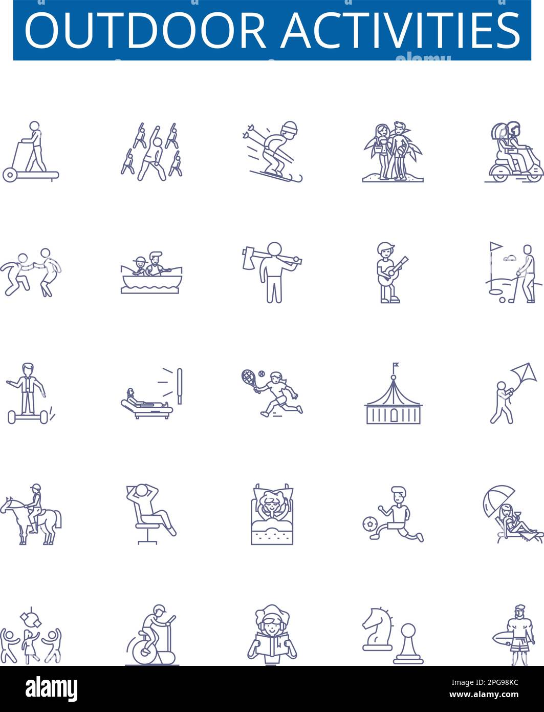 Outdoor activities line icons signs set. Design collection of Hiking ...