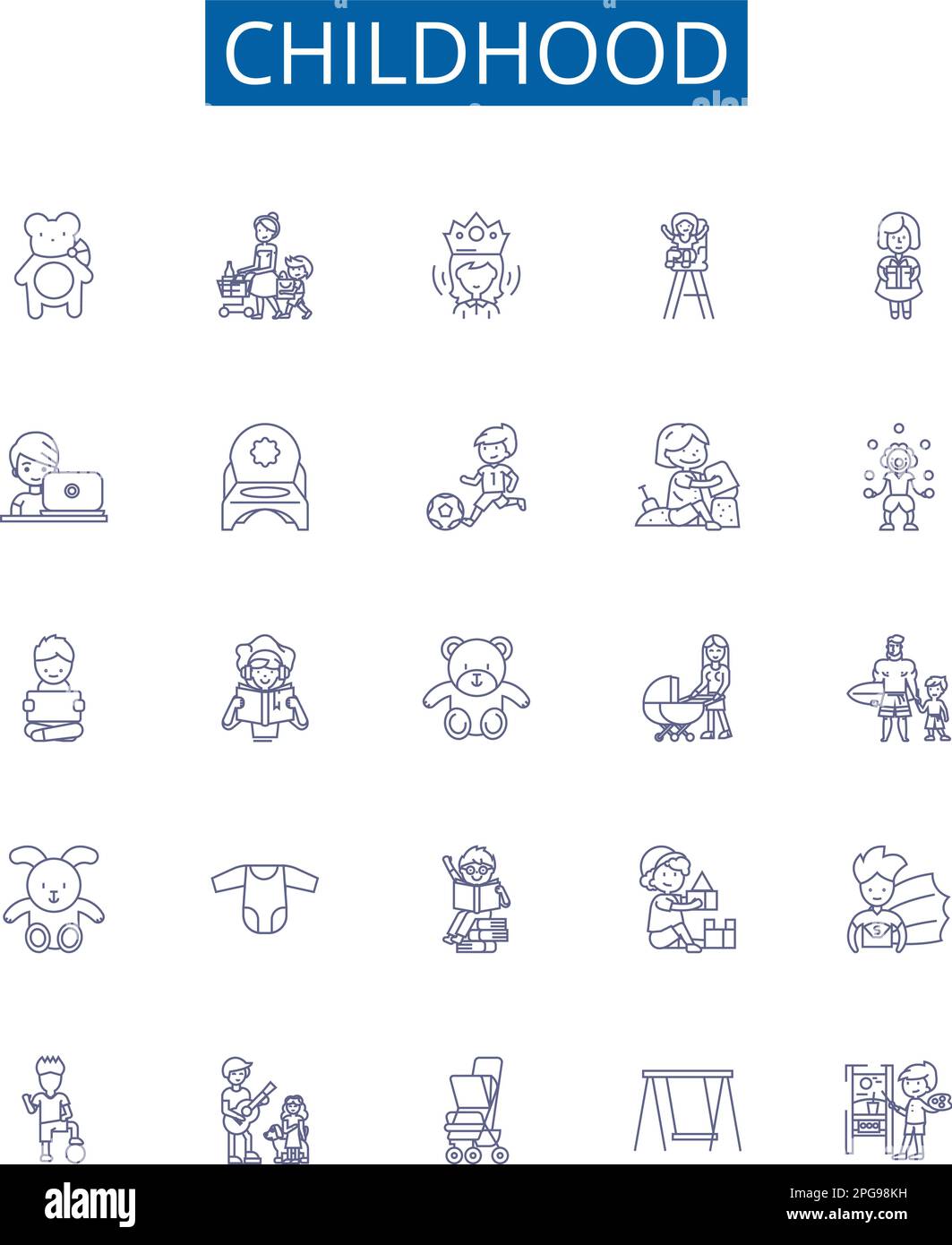 Childhood line icons signs set. Design collection of Infancy, Youth ...