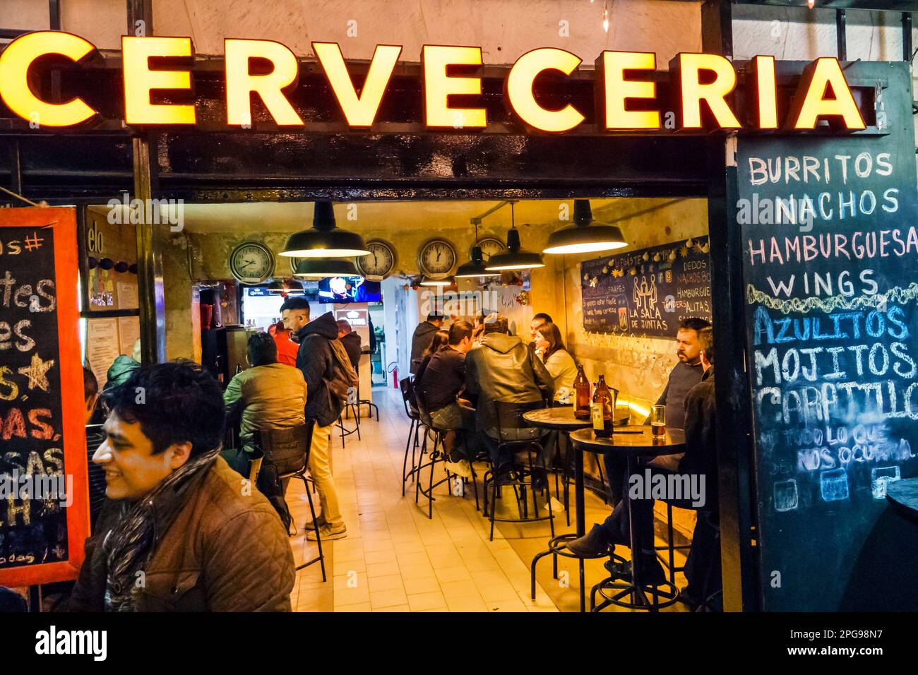 Mexico City,Anzures,night nightlife,Cerveceria beer house bar,man men ...