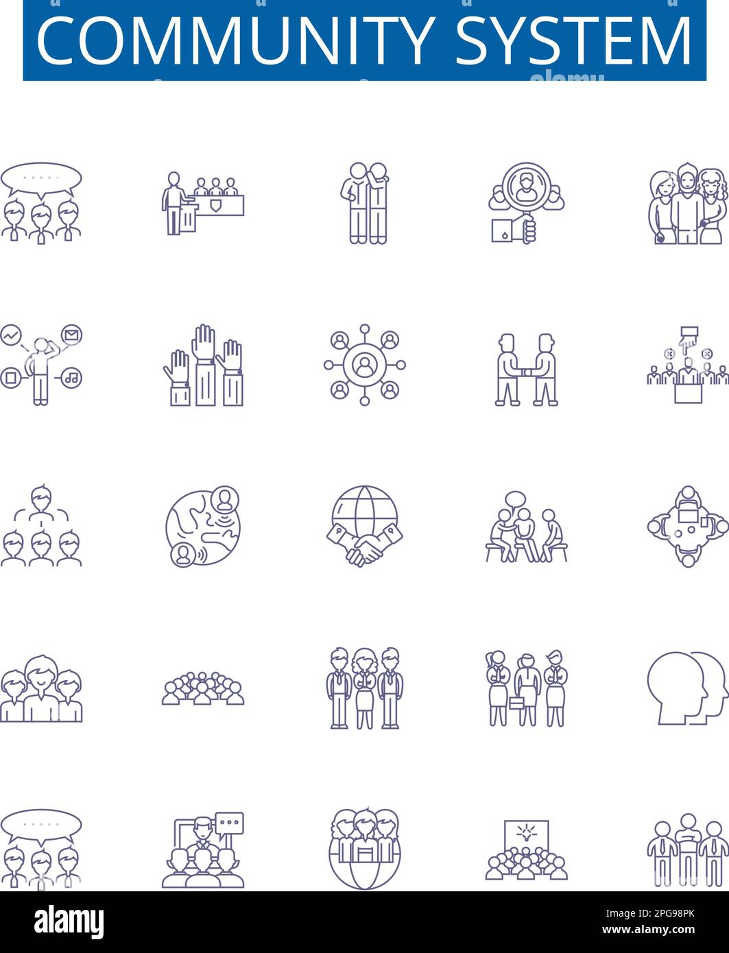 Community System Line Icons Signs Set Design Collection Of Social Network Relationships