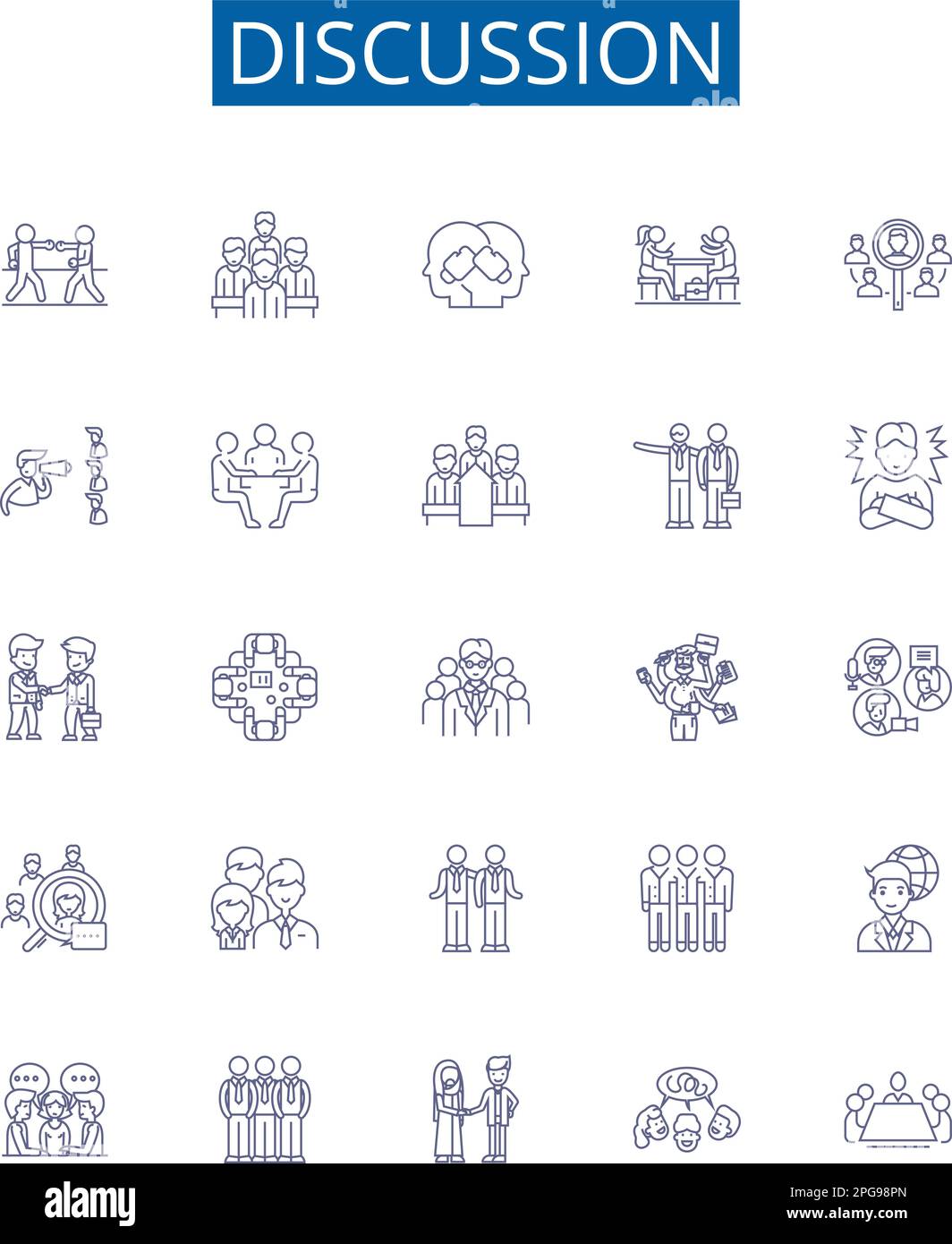 Discussion line icons signs set. Design collection of Debate, Dialogue ... Discussion line icons signs set. Design collection of Debate, Dialogue ...