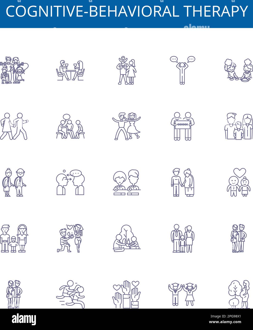 Cognitive-behavioral therapy line icons signs set. Design collection of ...