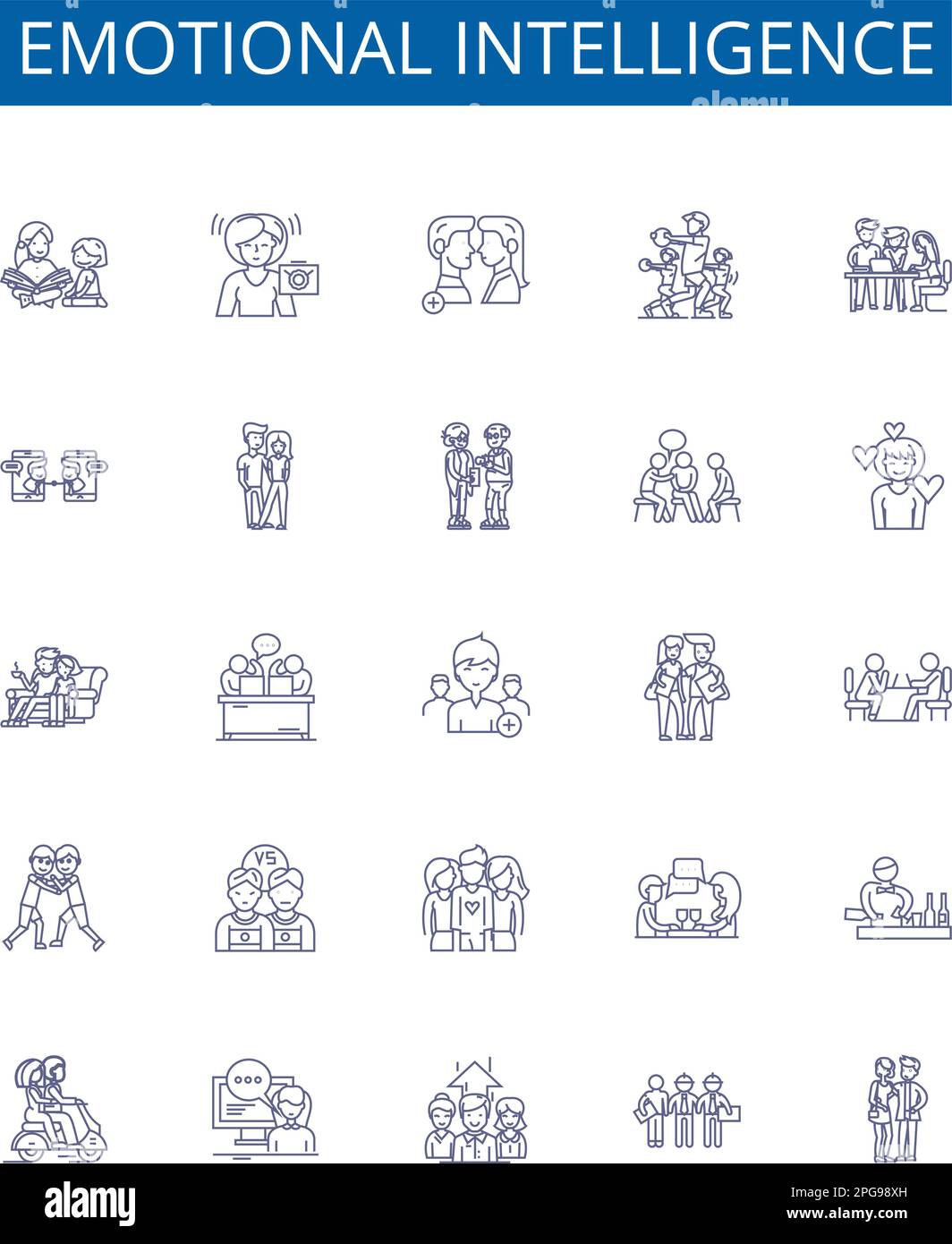 Emotional intelligence line icons signs set. Design collection of ...
