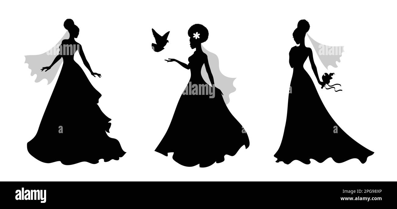 Set of vector silhouettes of an afro bride Stock Vector Image & Art - Alamy