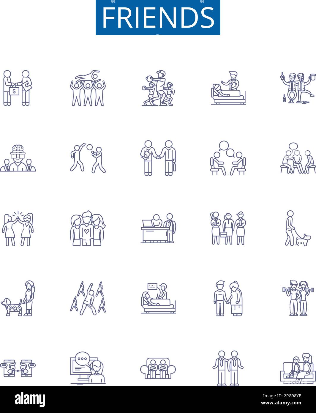 Friends line icons signs set. Design collection of companions, pals ...