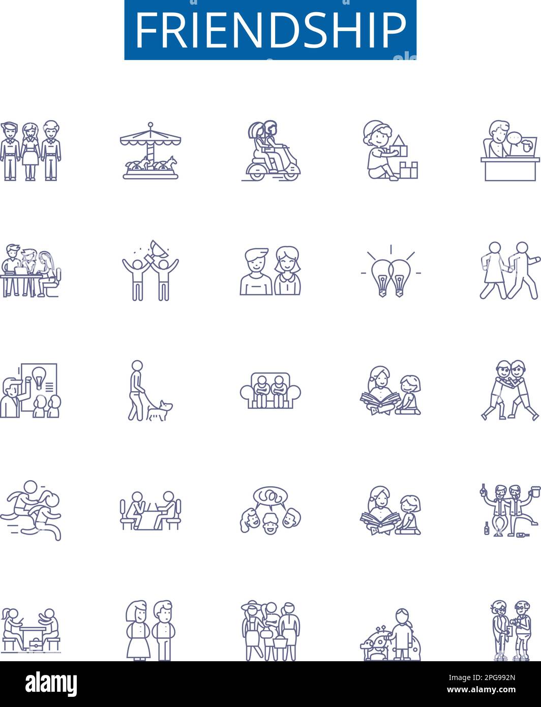 Friendship Line Icons Signs Set Design Collection Of Bonding