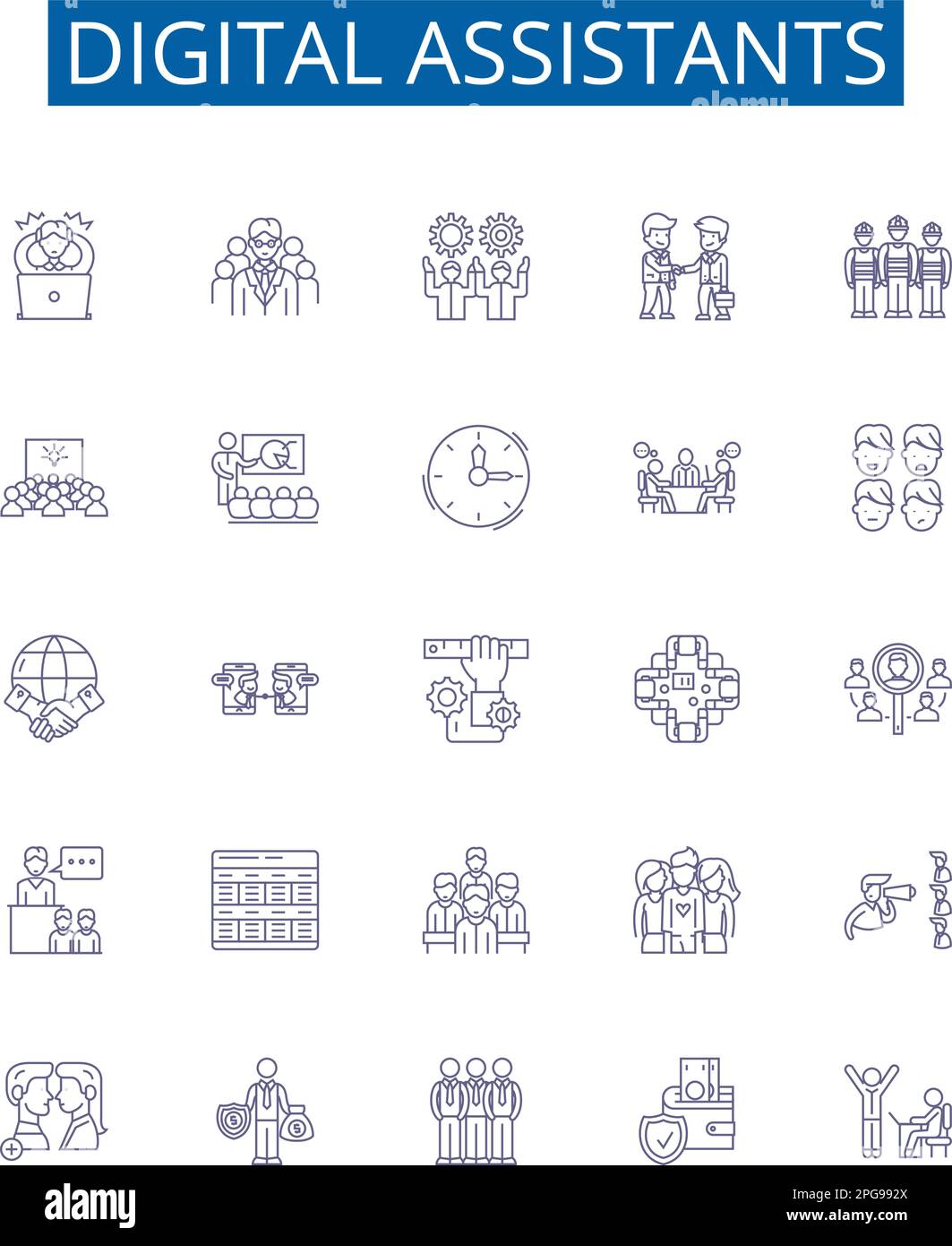 Digital assistants line icons signs set. Design collection of Virtual ...