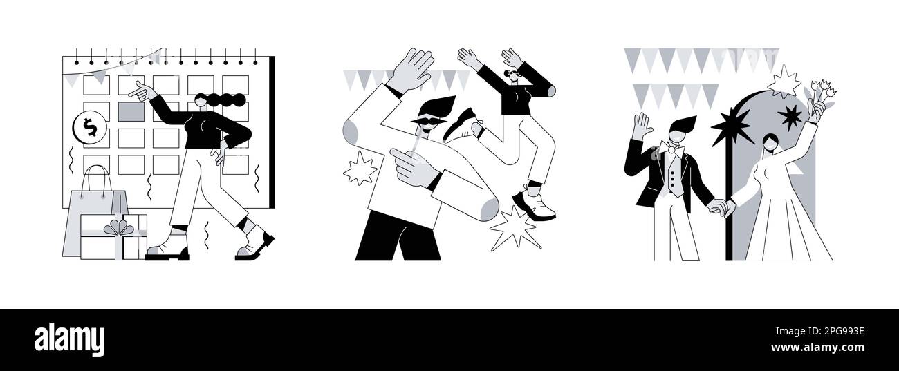 Entertainment service abstract concept vector illustration set. Event ...