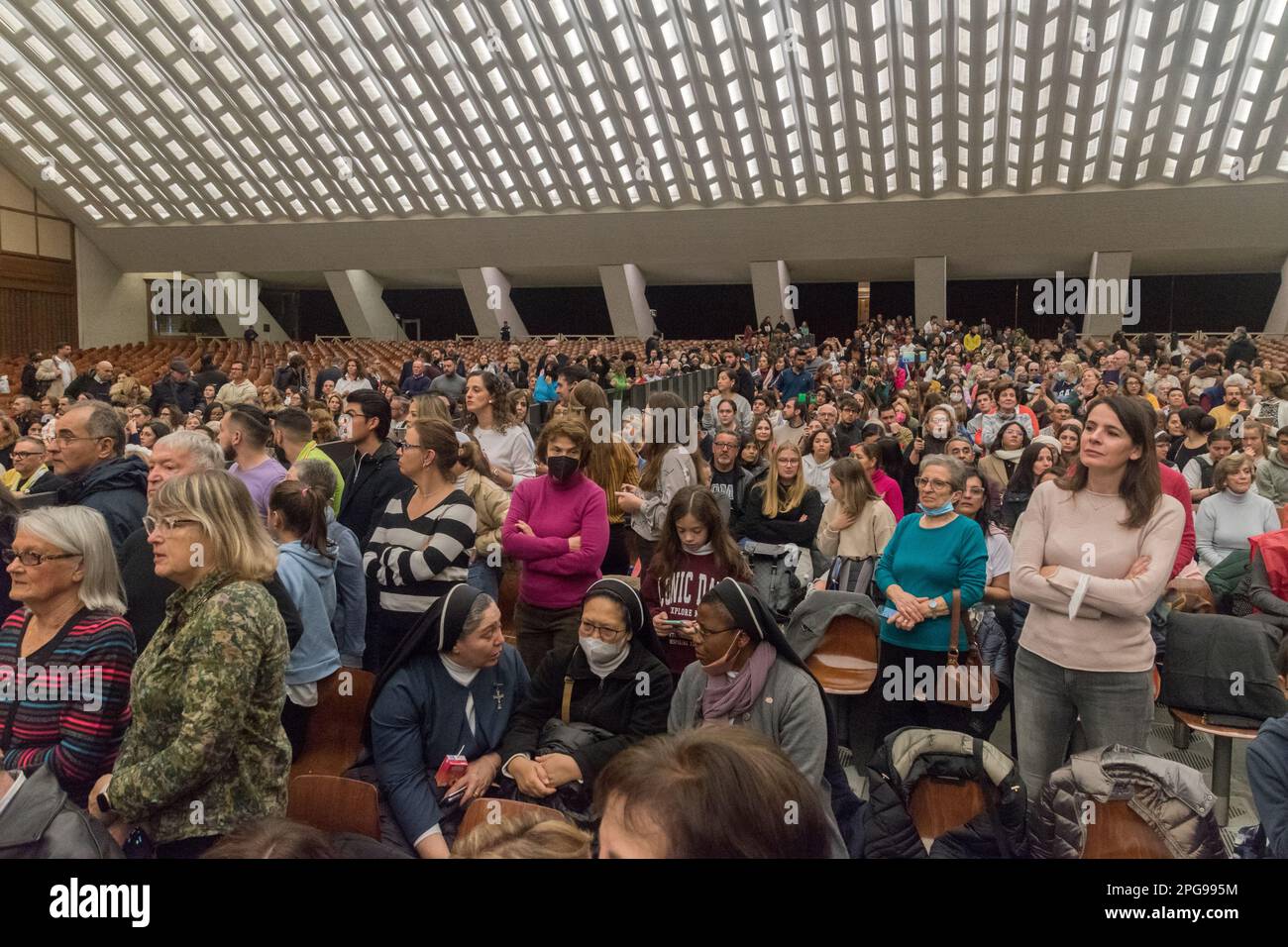 Vatican City, Vatican - December 7, 2022: Pilgrims waiting for public ...