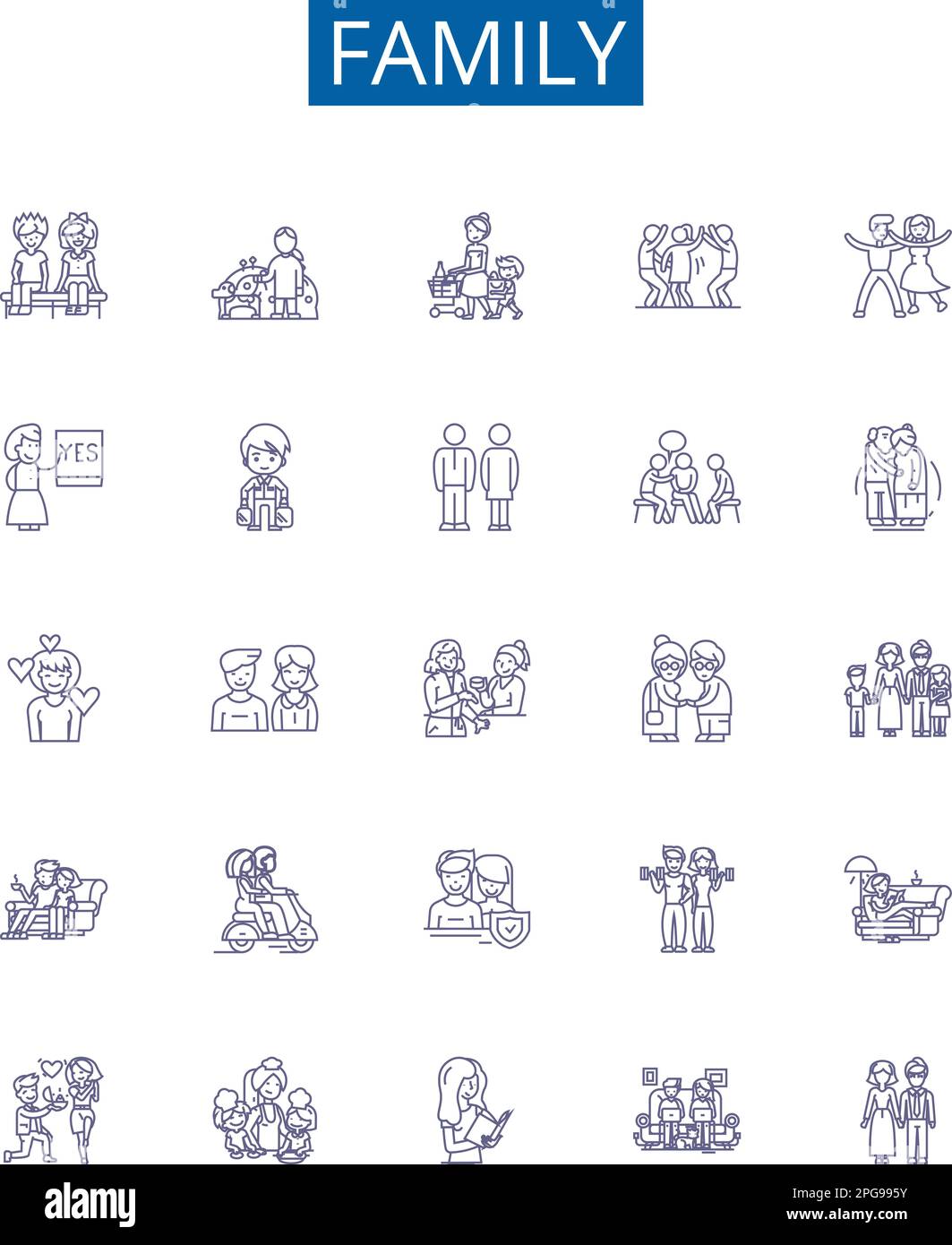 Family line icons signs set. Design collection of Kin, Relatives, Clan ...