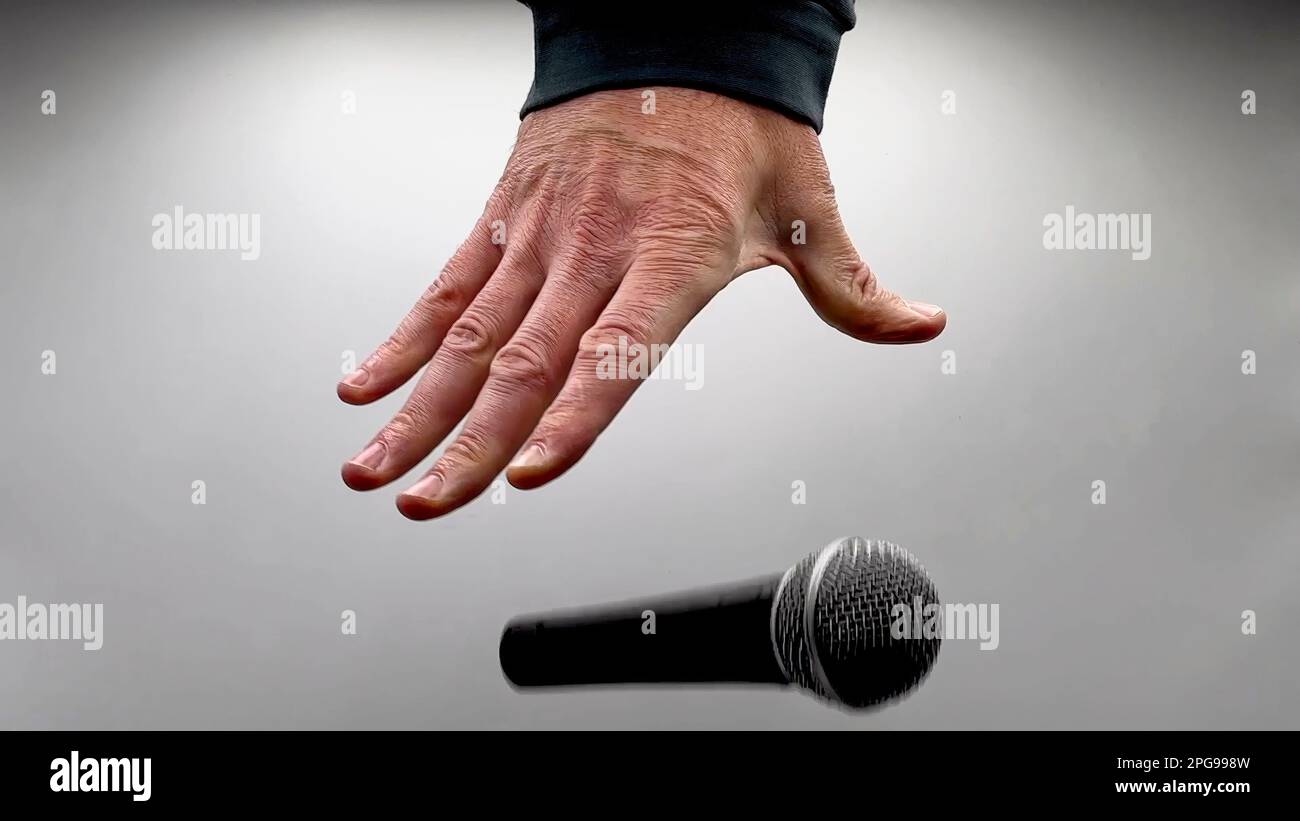 Caucasian Man Dropping The Mic Sequence Popular Performance Black And Silver Dynamic
