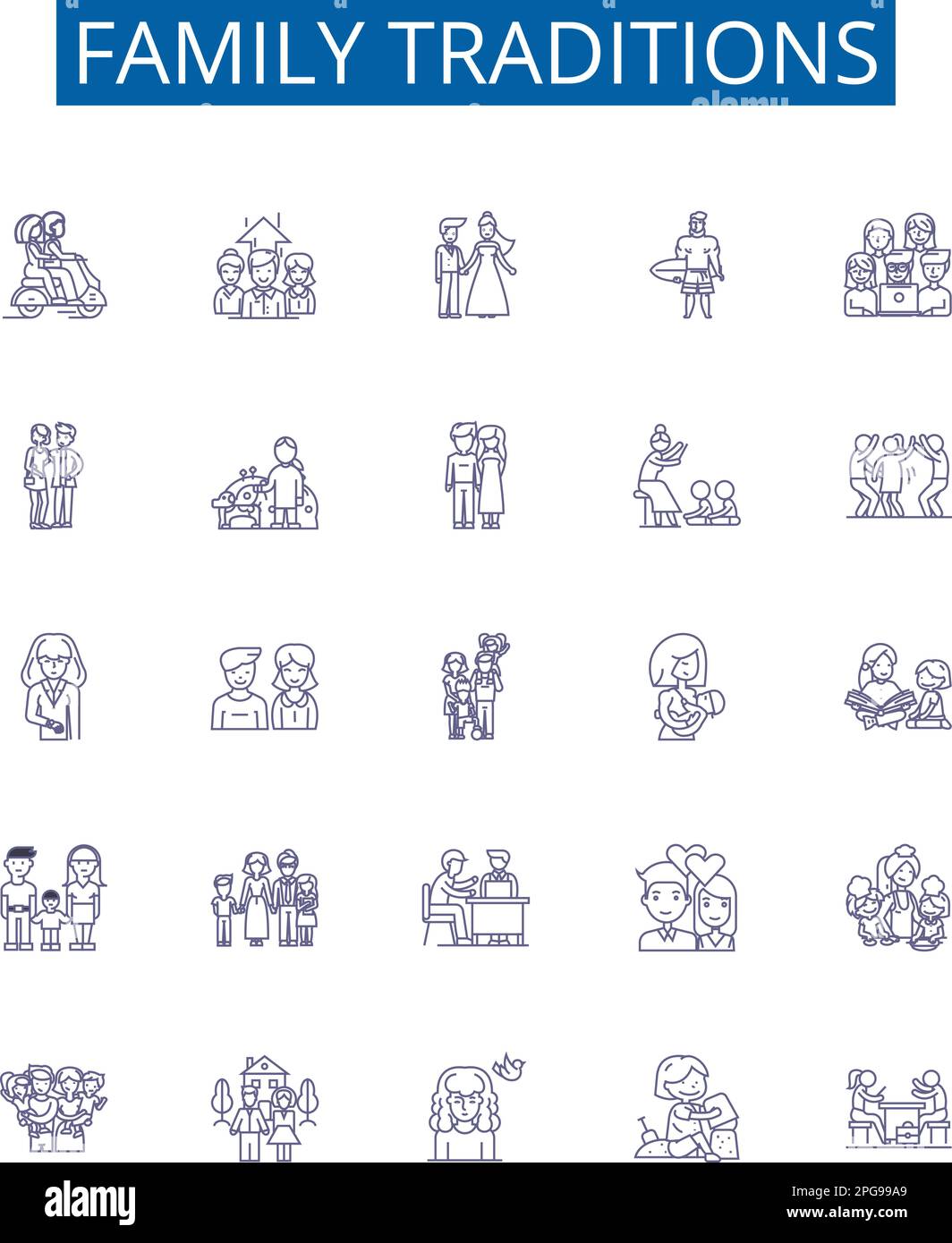 Family traditions line icons signs set. Design collection of Traditions, Family, Celebrations ...