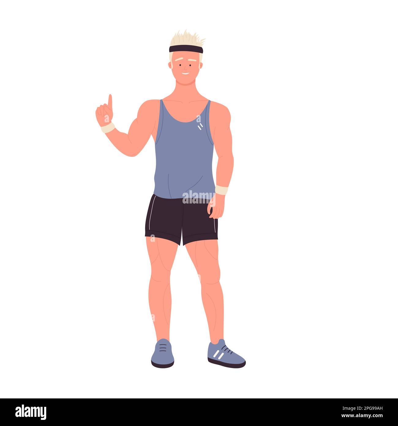 Muscular male trainer pointing finger. Personal training coach, workout ...