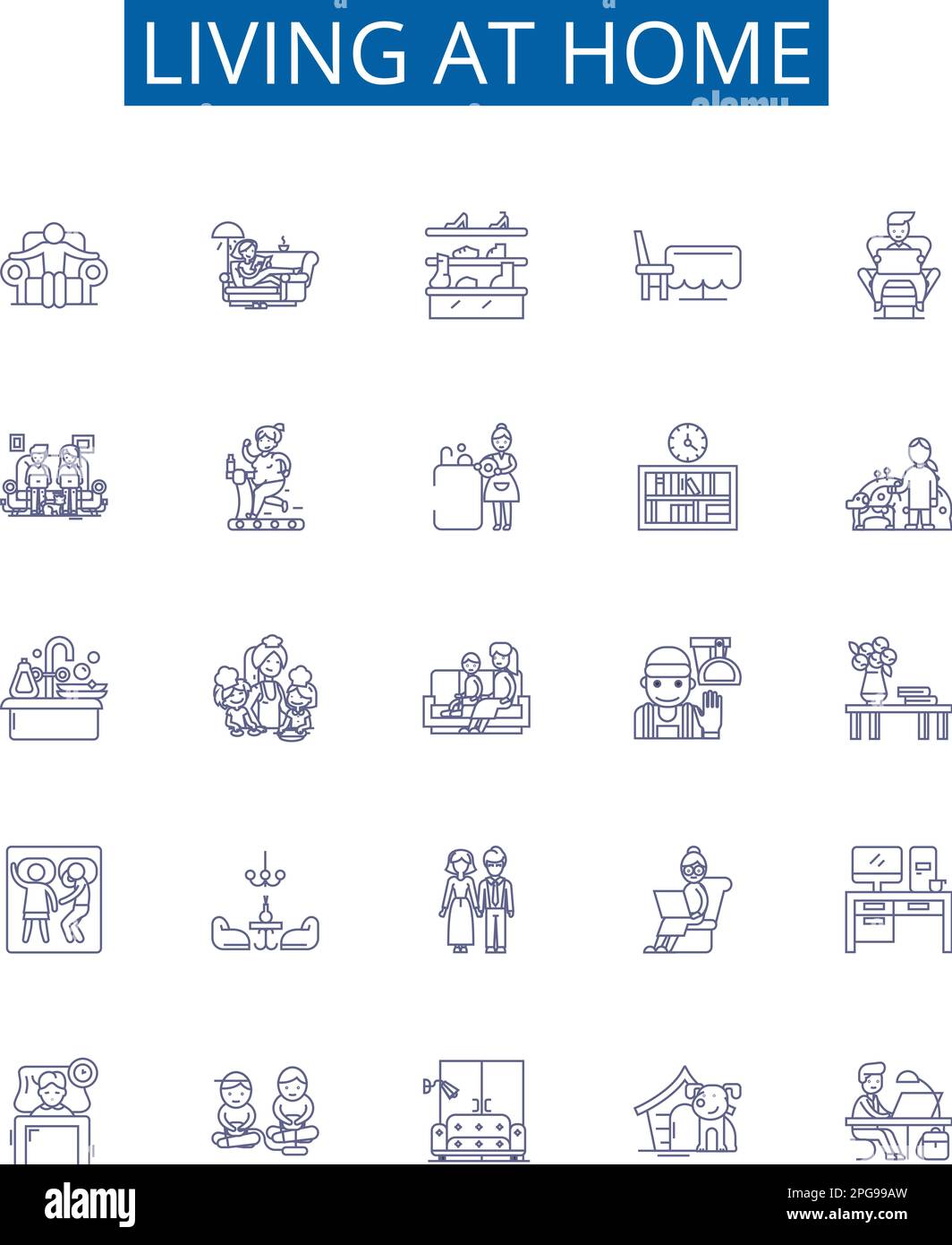 Living at home line icons signs set. Design collection of Dwelling ...