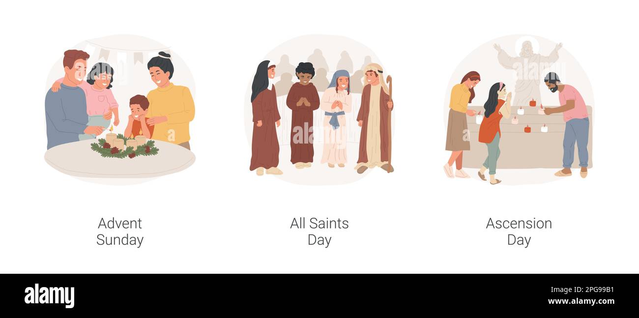 Christian festivals isolated cartoon vector illustration set. Christian ...